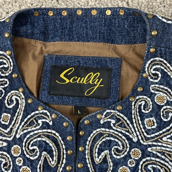 Scully | Jackets & Coats | Scully Beaded Denim Genuine Leather Fringed ...